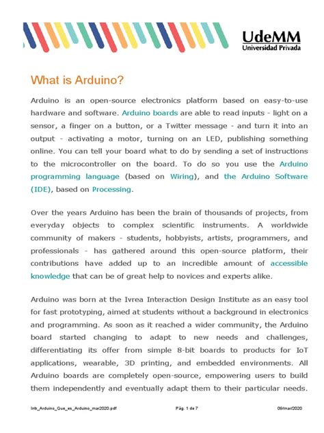 intr arduino que es arduino mar2020 pdf pdf arduino integrated