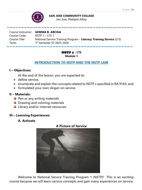 Nstp Expectations And Slogan Activities Pdf Learning Cognition