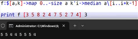 Code Golf Rolling Median Of All K Length Ranges Code Golf Stack