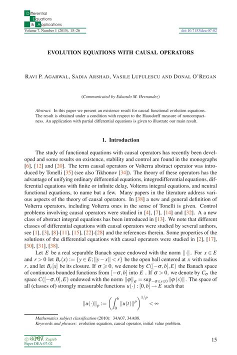 Pdf Evolution Equations With Causal Operators