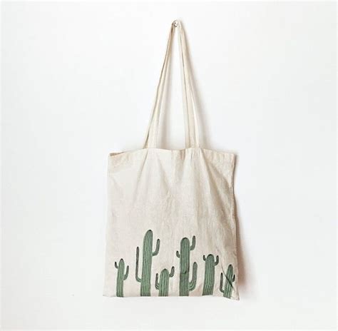 Cactus Tote Bag Hand Painted Cactus Bag Cotton Bag Eco Etsy Uk