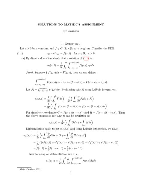 Math3078 Pde Waves Assignment Pdf Eigenvalues And Eigenvectors Equations