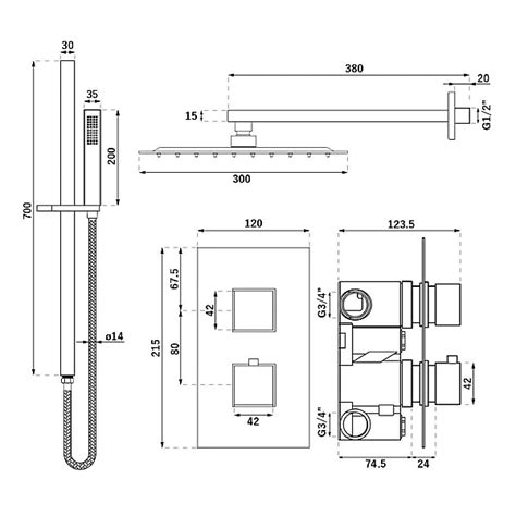 Homestylestore Chrome Thermostatic Mixer Valve With 300mm Wall Mounted