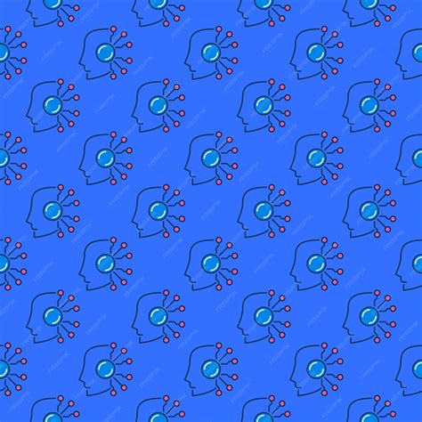 Premium Vector Ai Head Vector Robot Concept Colored Seamless Pattern