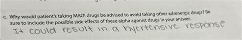 Solved C ﻿why Would Patients Taking Maoi Drugs Be Advised
