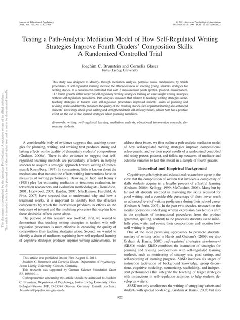 Testing A Path Analytic Mediation Model Of How Self Regulated Writing Strategies Improve Fourth