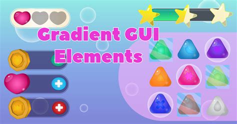 Flat Gradient Gui Elements Pack 2d Icons Unity Asset Store