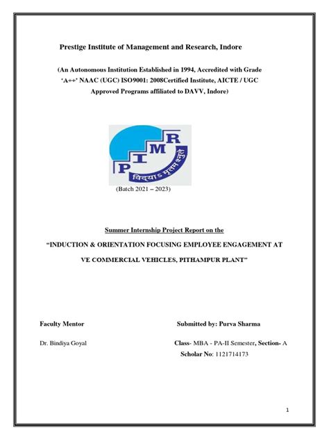 Sample Sip Report Pdf