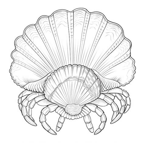 Premium Photo A Drawing Of A Crab With A Shell On Its Back Generative Ai