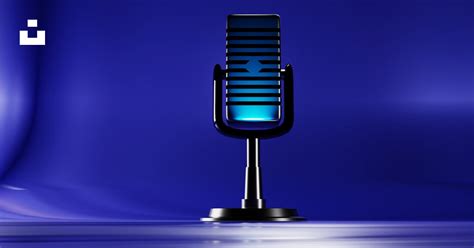 파란색 배경의 스탠드에 있는 마이크 사진 Unsplash의 무료 마이크 이미지