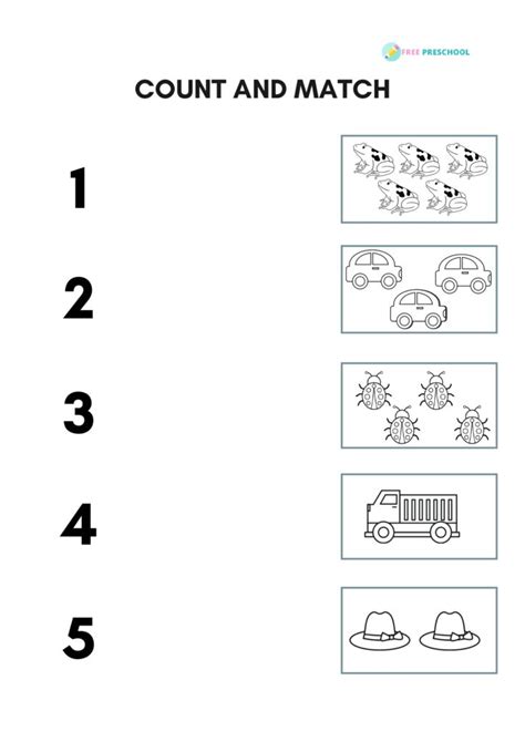 Counting And Matching Worksheets Counting Match Numbers Obje