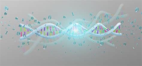 Data Coded Dna With Binary File Around D Rendering Stock Illustration Illustration Of Cyborg