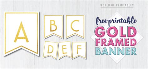 Free Printable Gold Framed Banner Letters World Of Printables