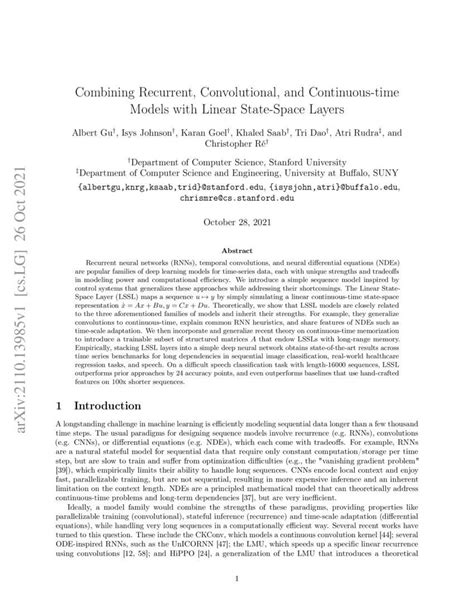 Combining Recurrent Convolutional And Continuous Time Models With Linear State Space Layers By