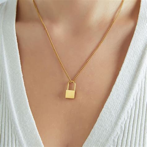 Gold Lock And Chain Etsy