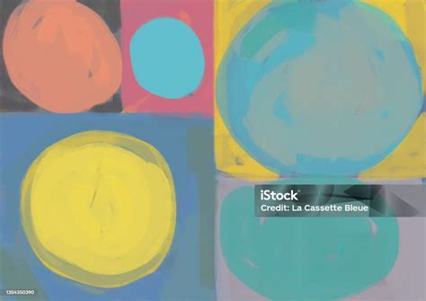 와잘리 칸딘스키 일러스트레이션 추상적인 바우하우스 현대 기하학적 예술에서 영감을 받은 둥근 모양과 사각형 원색을 가진 아름다운 추상미술 독특한 색상의 에스테틱 아크릴 그림