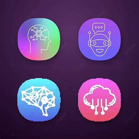 artificial intelligence app icons set intelligence color interface