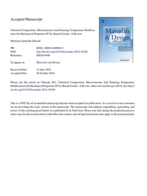 Pdf Chemical Composition Microstructure And Sintering Temperature