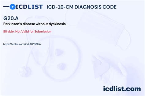 Icd 10 Cm Diagnosis Code G20a Parkinsons Disease Without Dyskinesia