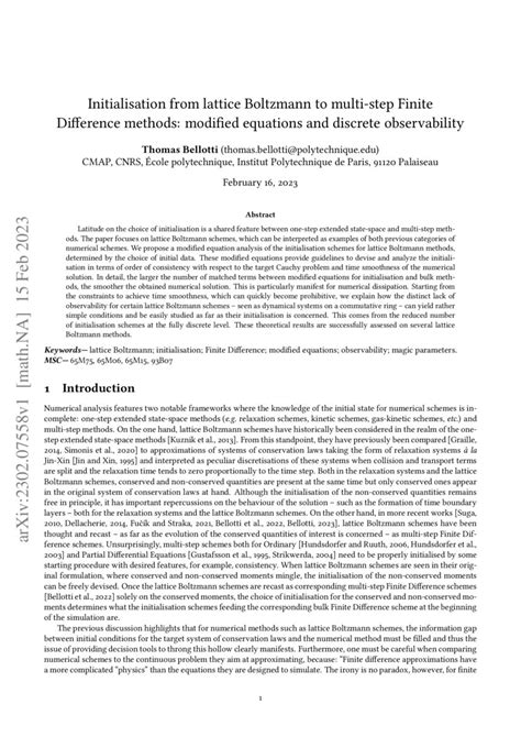 Initialisation From Lattice Boltzmann To Multi Step Finite Difference