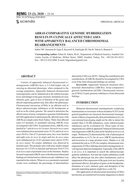 Pdf Array Comparative Genomic Hybridization Results In Clinically