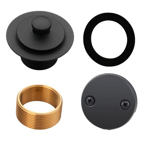 Black Tub Drain Lift Andturn Tub Trim Set With Two Hole Overflow Faceplate Conversion Kit Assembly