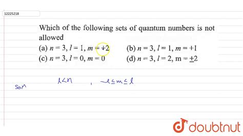 which set of quantum numbers is not possible capa learning