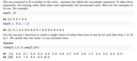 The Seq Command In R Is Similar To The Colon