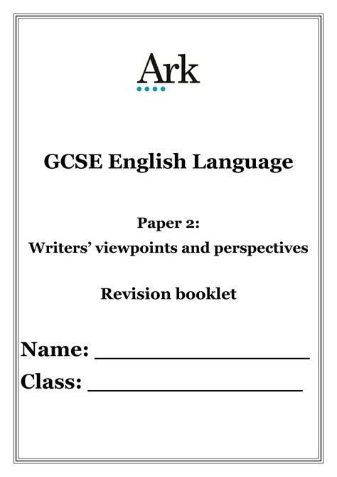 SOLUTION: Gcse english language paper 2 revision booklet - Studypool