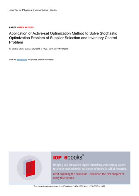 Pdf Application Of Active Set Optimization Method To Solve Stochastic