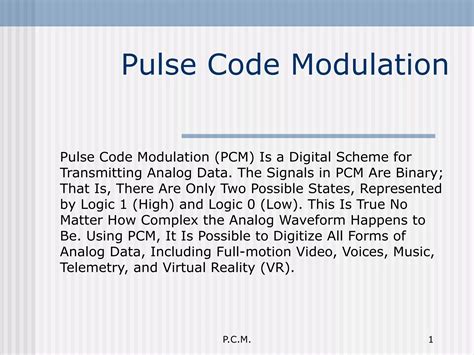Pulse Code Modulation Ppt