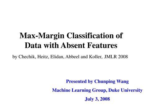 Ppt Max Margin Classification Of Data With Absent Features Powerpoint