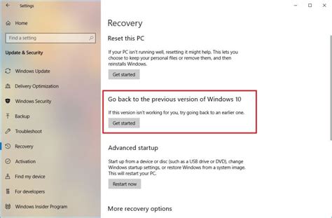 How To Uninstall Windows 10 Version 1809 October 2018 Update Pureinfotech