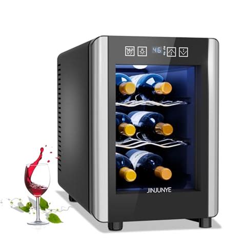 Jinjunye 6 Bottle Wine Cooler Refrigerator Small Wine Fridge Countertop Wine Cooler With