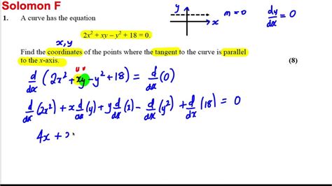 Implicit Differentiation Exam Style Question 2 Youtube