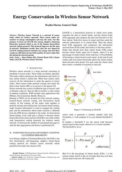 Pdf Energy Conservation In Wireless Sensor Network