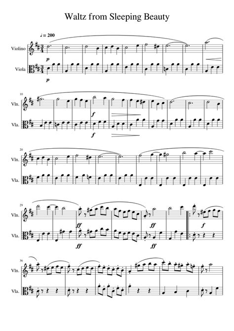 Waltz From Sleeping Beauty Sheet Music For Violin Viola Download Free