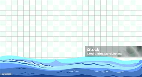 물파도 있는 수영장 타일벽 수영 다이빙 및 수상 스포츠를 위한 것입니다 만화 스타일의 일러스트레이션 플랫 디자인 벡터 아트 건강한 생활방식에 대한 스톡 벡터 아트 및 기타