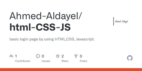 GitHub Ahmed Aldayel Html CSS JS Basic Login Page By Using HTML CSS Javascript