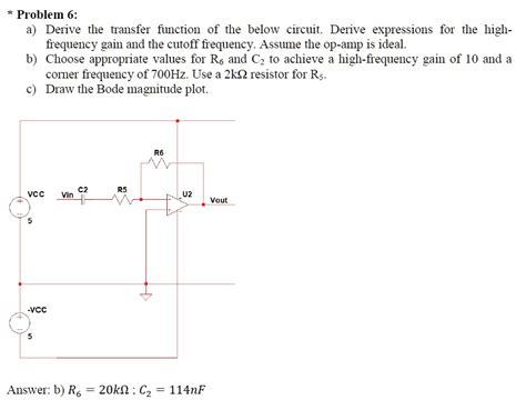 Solved Problem 6 A Derive The Transfer Function Of The Below Circuit