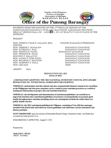 Adoption Nnc Board Resolution Pdf Malnutrition Determinants Of Health