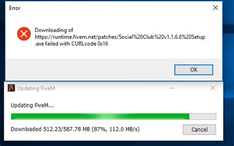 Cant Install Fivem Error Curlcode0x16 Fivem Client Support Cfx Re Community
