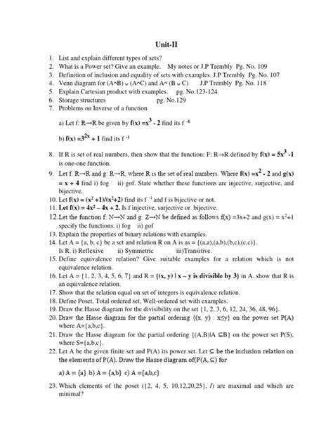 Dm Unit Ii Qb Pdf Function Mathematics Functions And Mappings