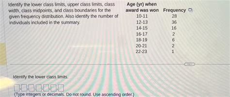 solved identify the lower class limits upper class limits
