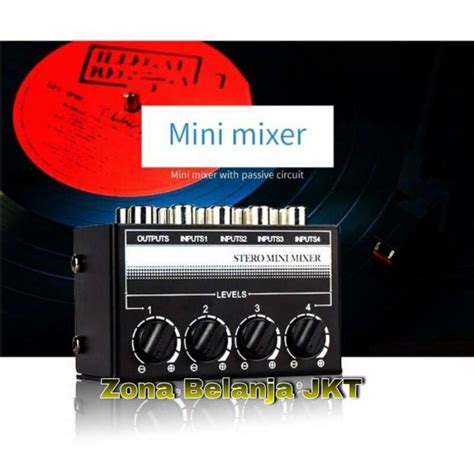 Promo Mini Audio Mixer Stereo Amplifier 4 Rca Input With Volume Diskon