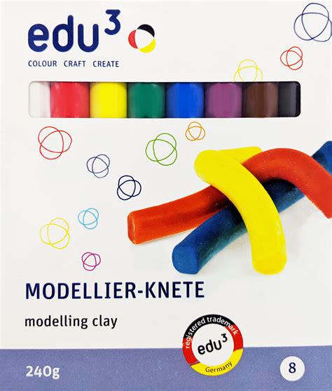 Edu3 Modelling Clay 8 Cols X 240grams Card Box Sg