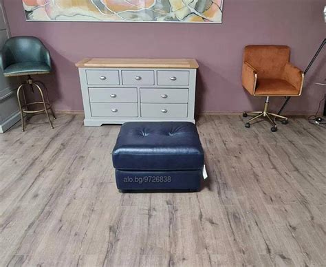 Синя кожена табуретка Стол табуретка Мебели за дома и офиса Ямбол Синя кожена табурет