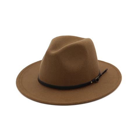 Wide Brim Felt Fedora Trilby Hat Classic Unisex Style Pure Color