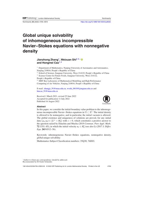 Global Unique Solvability Of Inhomogeneous Incompressible Navier Stokes Equations With