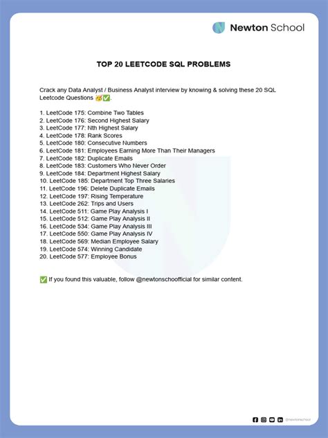 Top 20 Leetcode Sql Problems Pdf